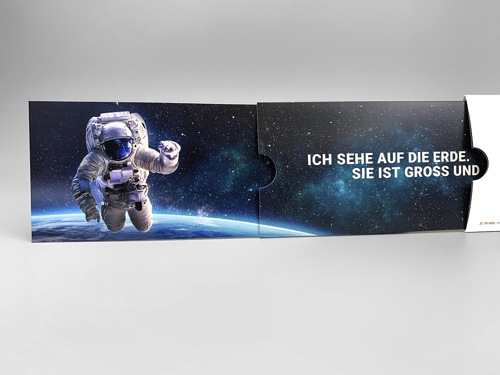 4-teilig ausziehbare Teleskop-Effektkarte - 4-fache Werbefläche - EFFEKTIX